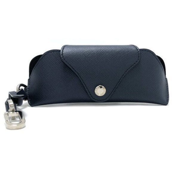 Prada | Bags | Prada Sunglasses Case Navy Blue Saffiano Leather Glasses ...